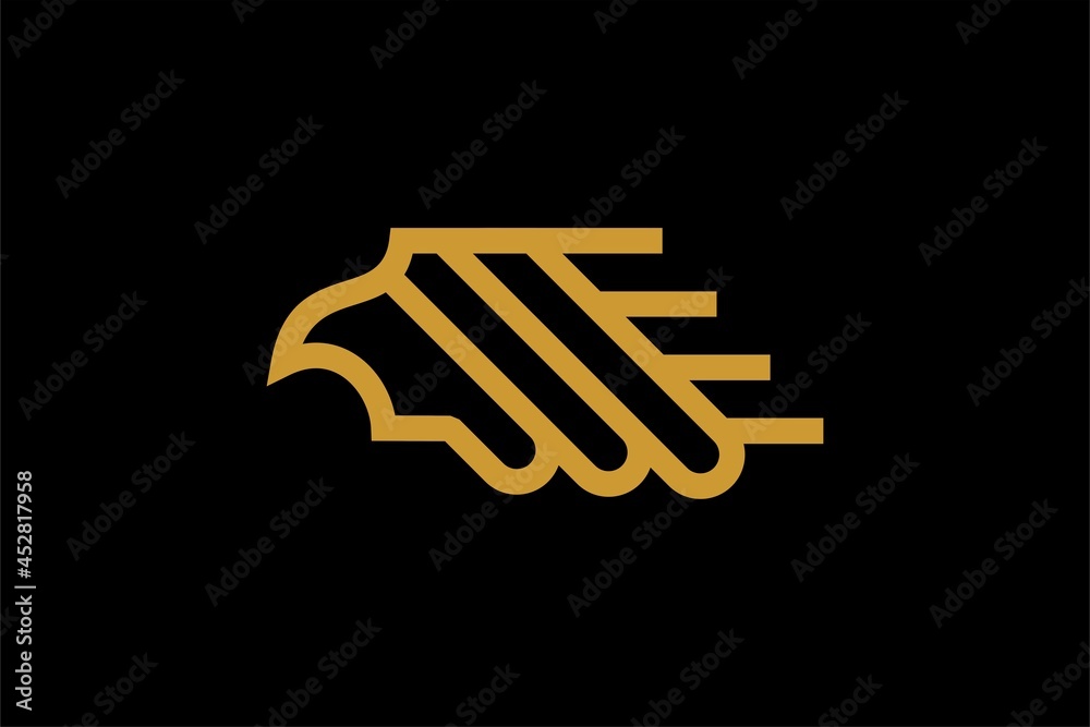 Eagle line logo design vector. Wild bird illustration symbol. Gold ...