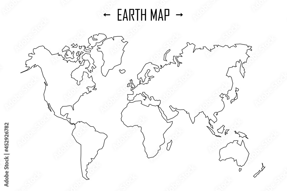 Earth map in outline style world map. Vector line illustration Stock ...