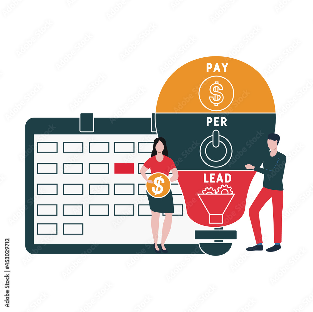 Flat design with people. PPL - Pay Per Lead acronym. business concept ...