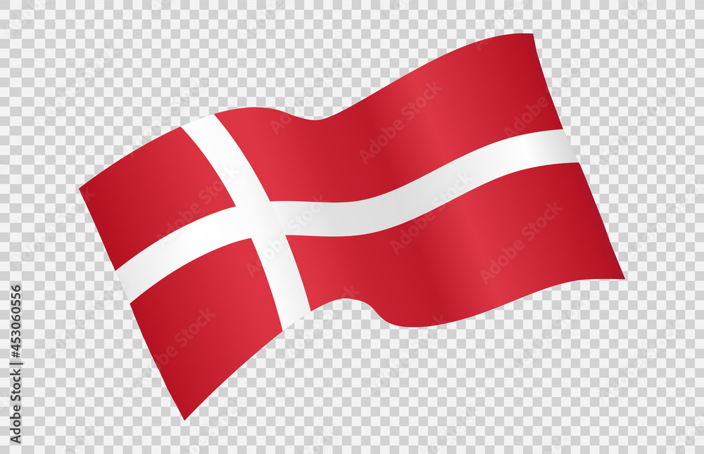 Waving flag of Denmark isolated on png or transparent background,Symbol ...