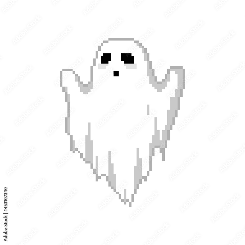 Pixel art ghost. Halloween retro 8 bit pixel ghost illustration. Stock ...
