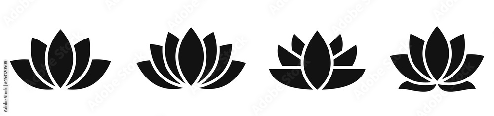 Lotus icons set. Simple lotus icon. Lotus flower symbol vector Stock ...