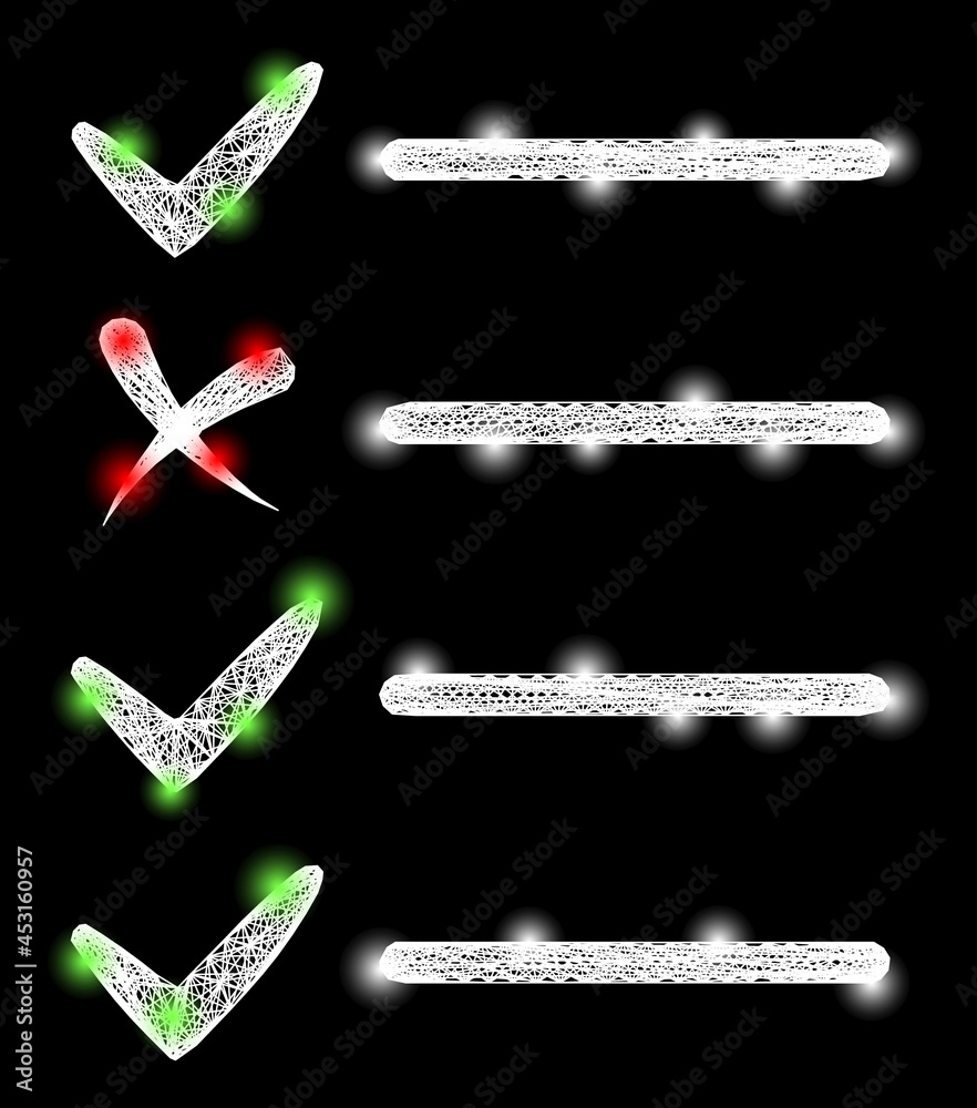 Glare net check list model with light spots. Constellation vector model ...