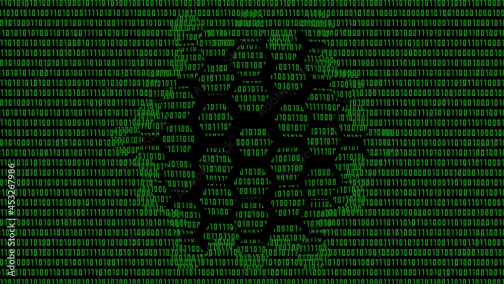 Data leak symbolic on destroyed green binary code background - internet ...