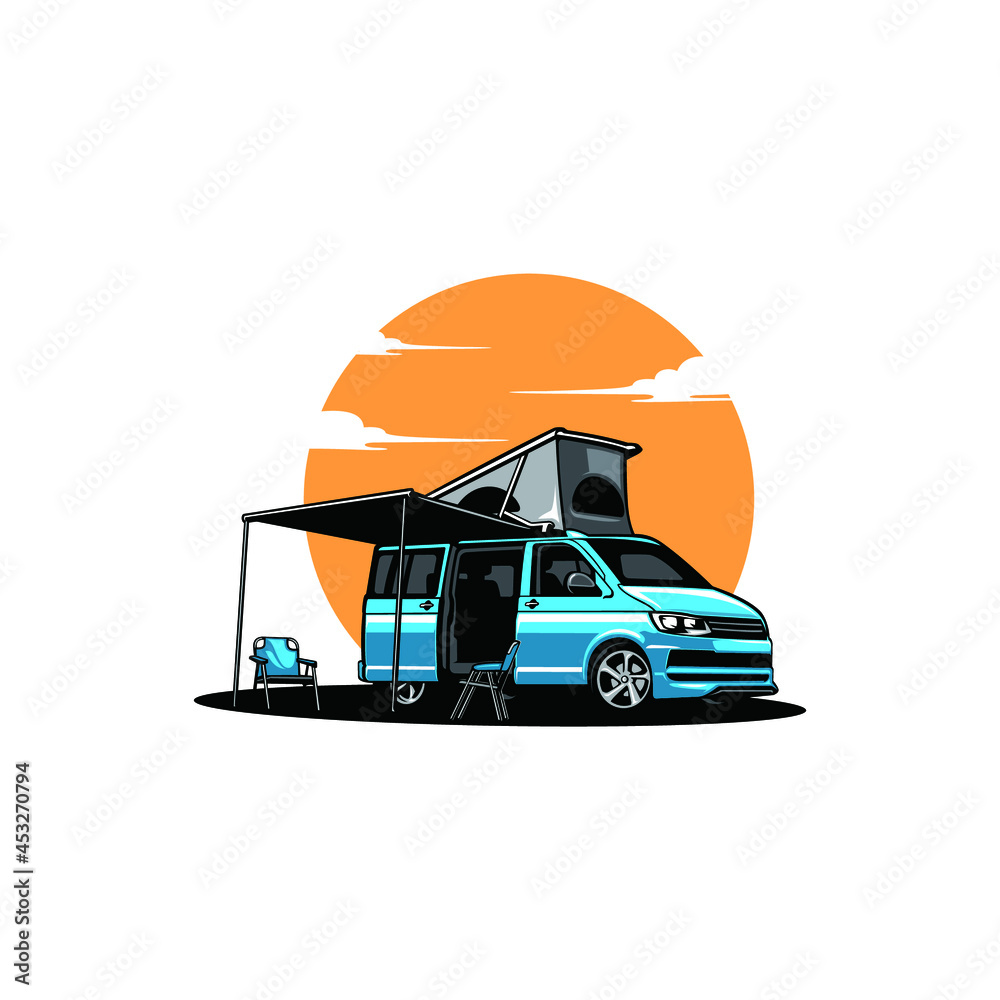 Camper van vector isolated illustration Stock Vector | Adobe Stock