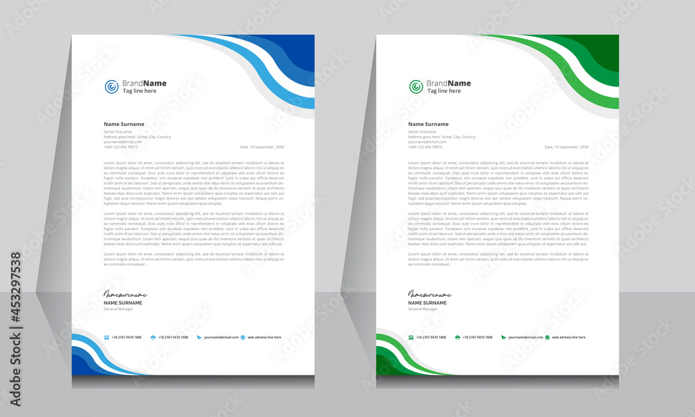 Letterhead format template, business style letterhead design template ...
