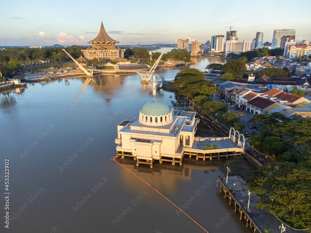 The iconic landmark building of Dewan Undangan Negeri of Sarawak at ...