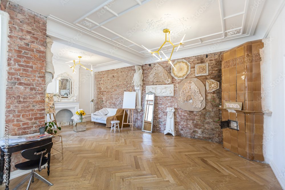 bright workshop room for the creation and work of an architect and ...