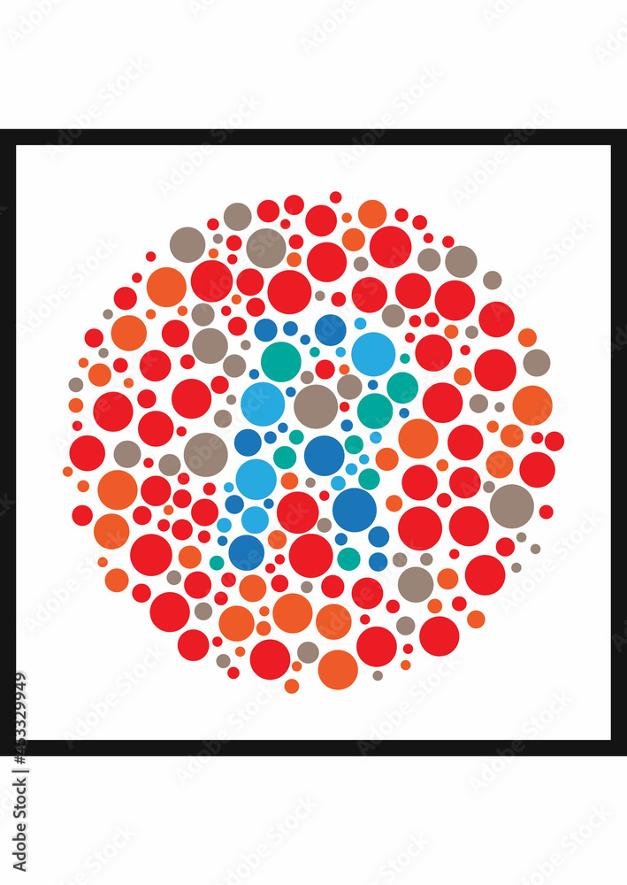 Vector graphic of Ishihara color test or Color blind test design. The ...