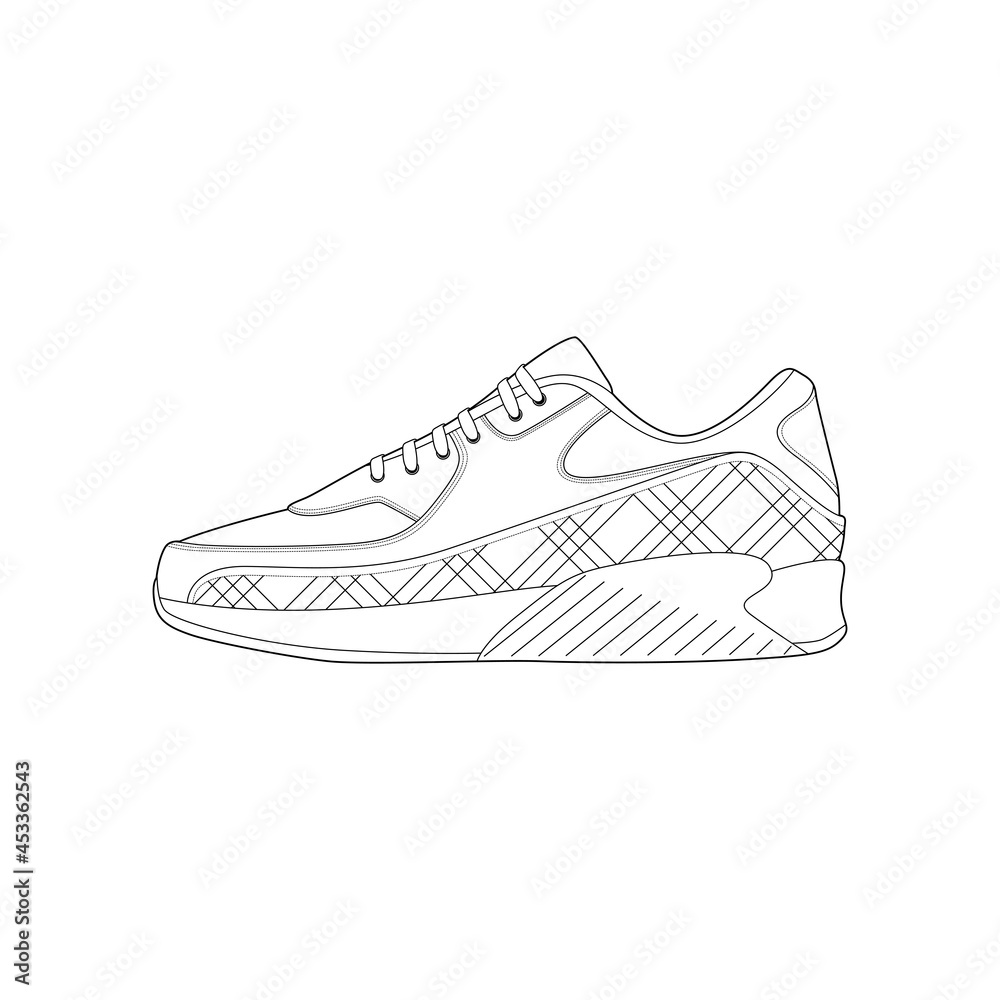 sneaker drawing vector line art Sneakers drawn in a line style sneaker ...