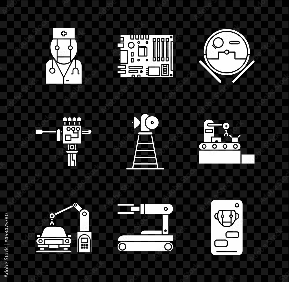 Set Robot doctor, Electronic computer components motherboard digital ... Set Robot doctor, Electronic computer components motherboard digital ...