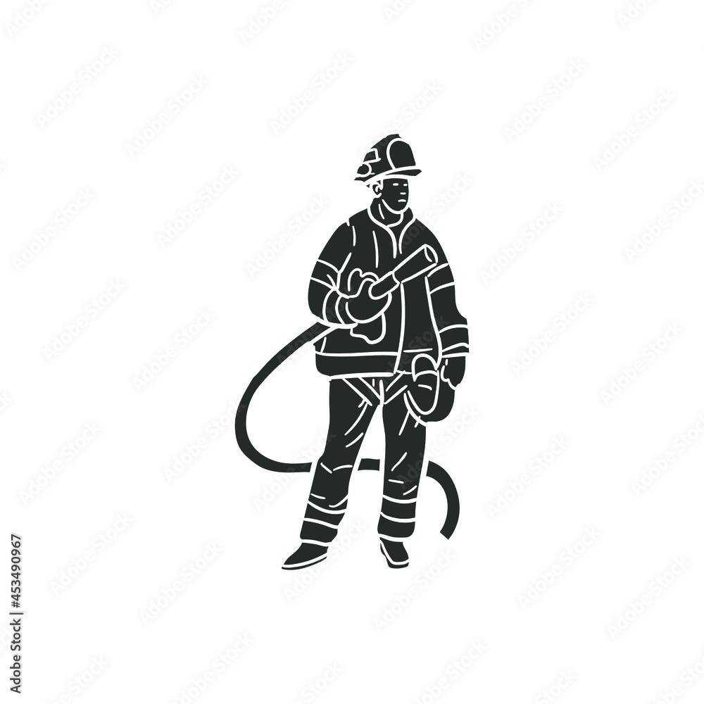 Fire Fighter Icon Silhouette Illustration. Fireman Vector Graphic ...