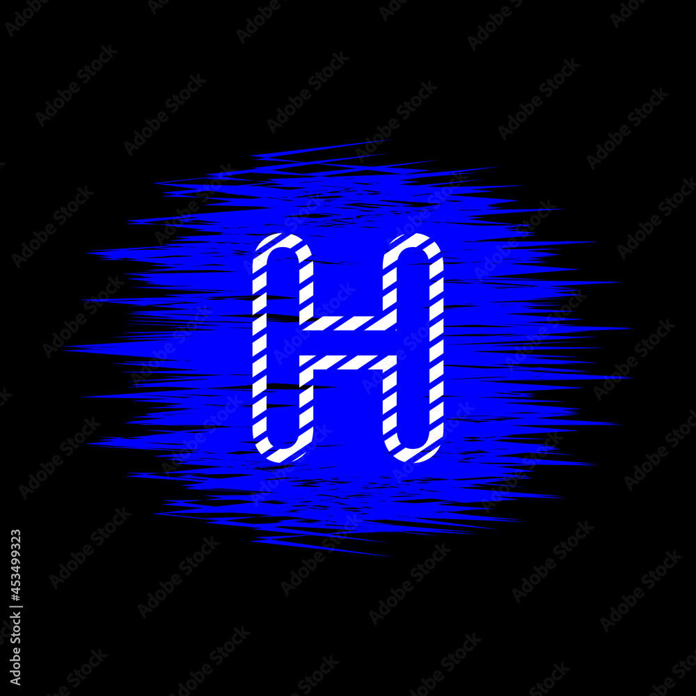 clipart icon letter h and abstract blue brush stroke, simple, beautiful ...