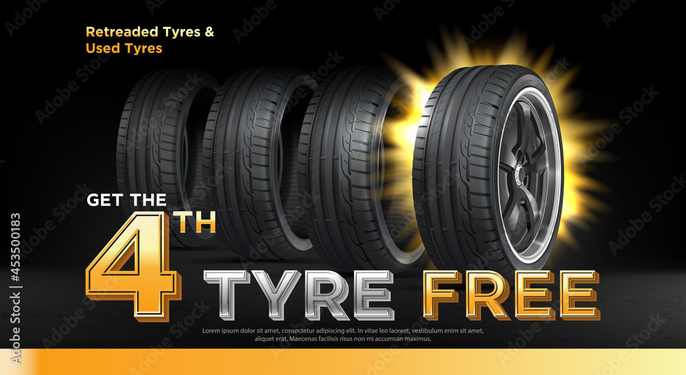 Image vectorielle Stock Car tyre background. Vector automotive banner ...