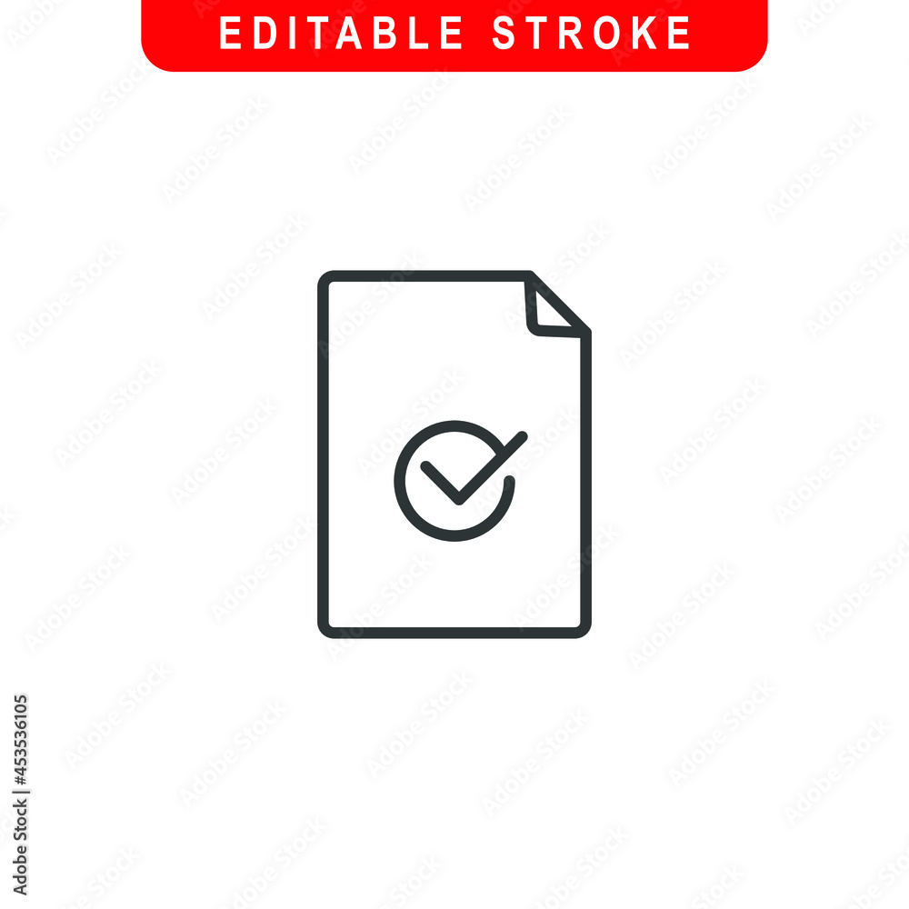 File With Checkmark Outline Icon. Checkmark Document Line Art Logo ...