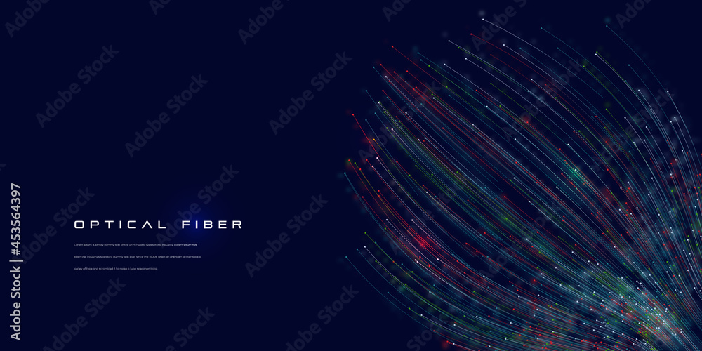 Fiber optics, data transformation vector background. big data ...
