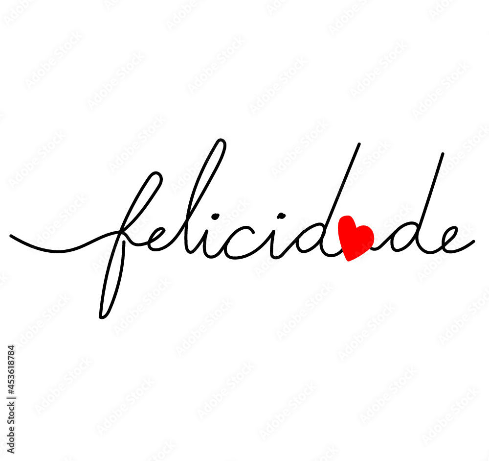 Caligrafia felicidade cursiva amor coração escrita romântica delicada ...
