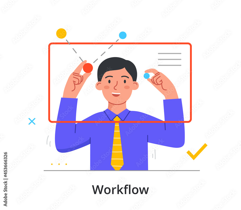 Employee at work concept. Man plots graph on transparent digital screen ...