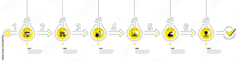 Gym Infographic timeline with 6 steps. Sport process diagram with ...