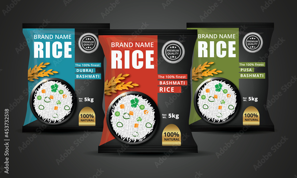 Rice Package Mockup Plastic Printed - Vector Illustration Stock Vector ...