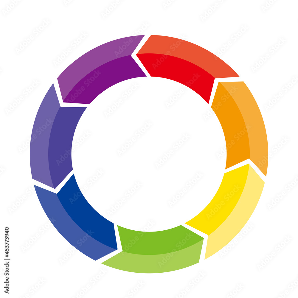 Infographics. Pie chart divided into 7 parts, charts, illustrations ...