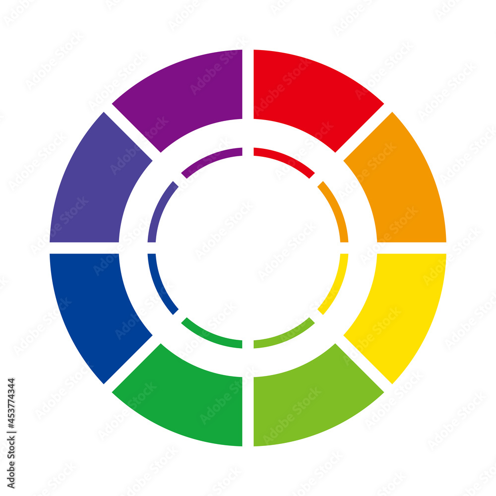 Infographics. Pie chart divided into 8 parts, charts, illustrations, PDCA, business, process ...