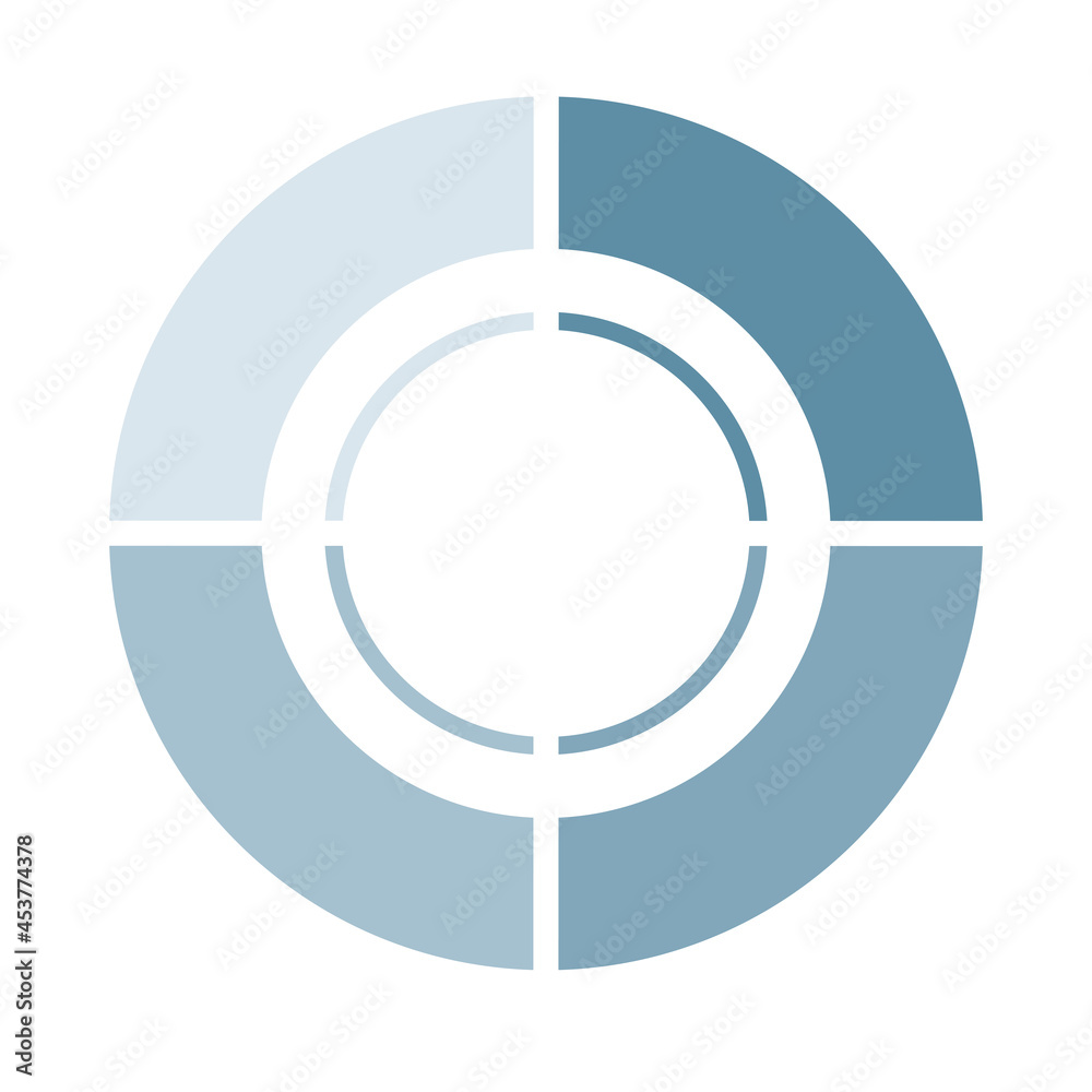 Infographics. Pie chart divided into 4 parts, charts, illustrations ...