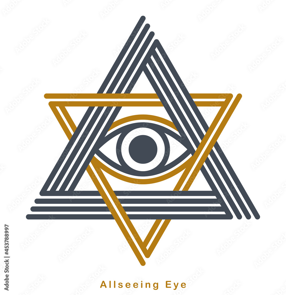 All seeing eye in triangle pyramid vector ancient symbol in modern ...