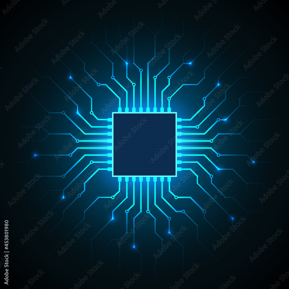 Abstract processor, computer digital chip, printed circuit board ...