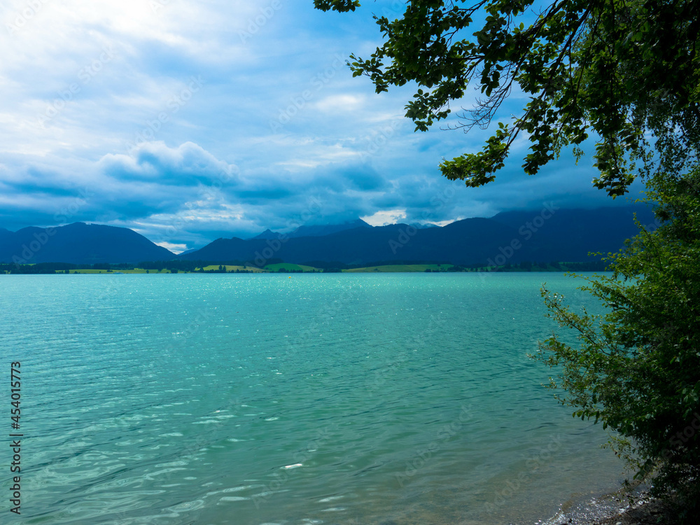 The Forggensee Lake, also known as the Roßhaupten reservoir, near ...