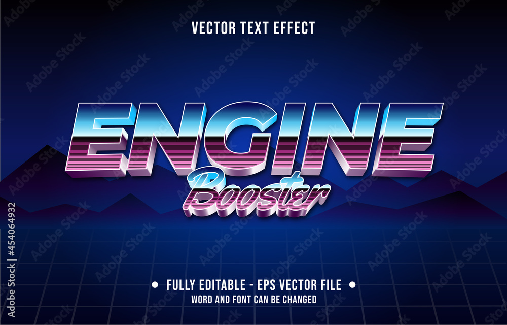 Editable text effect gradient color retro futuristic eighties style for digital and print media ...