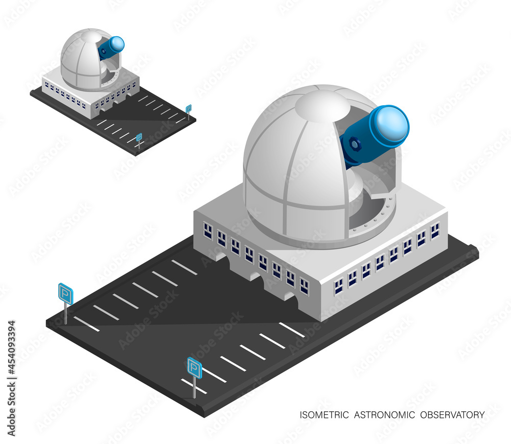 Isometric Observatory. Station for observing space, stars and planets ...
