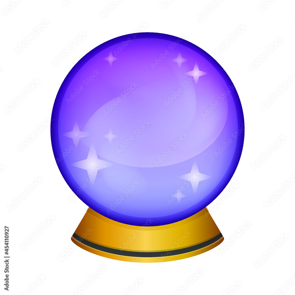 เวกเตอร์ Stock Crystal Ball Emoji Icon Illustration Sign. Purple Magic ...