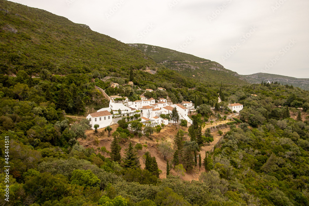 The Convent of Nossa Senhora da Arrábida located in the Serra da ...
