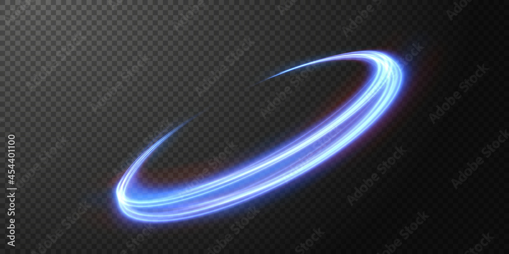 Luminous neon wavy line of light on a transparent background. neon ...