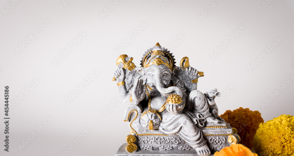 Happy Ganesh Chaturthi festival, Lord Ganesha statue with beautiful ...