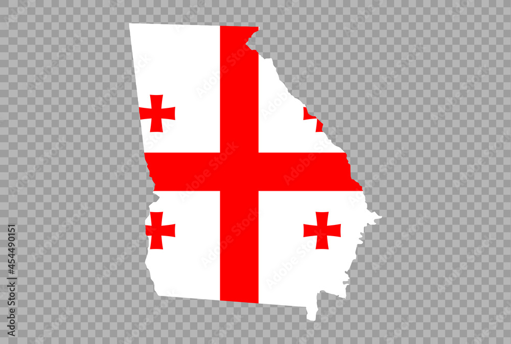 Georgia flag on map isolated on png or transparent background,Symbol of ...