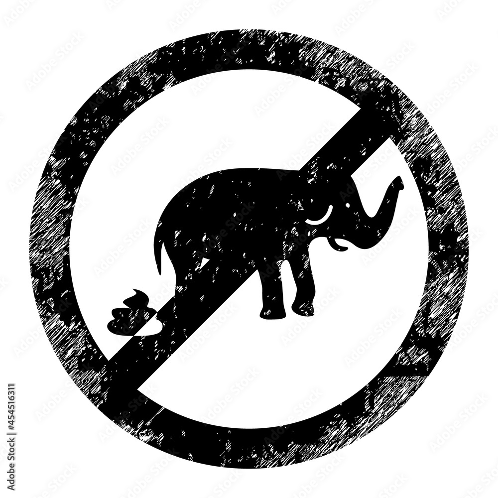 Stop elephant shit icon with scratched effect. Isolated vector stop ...