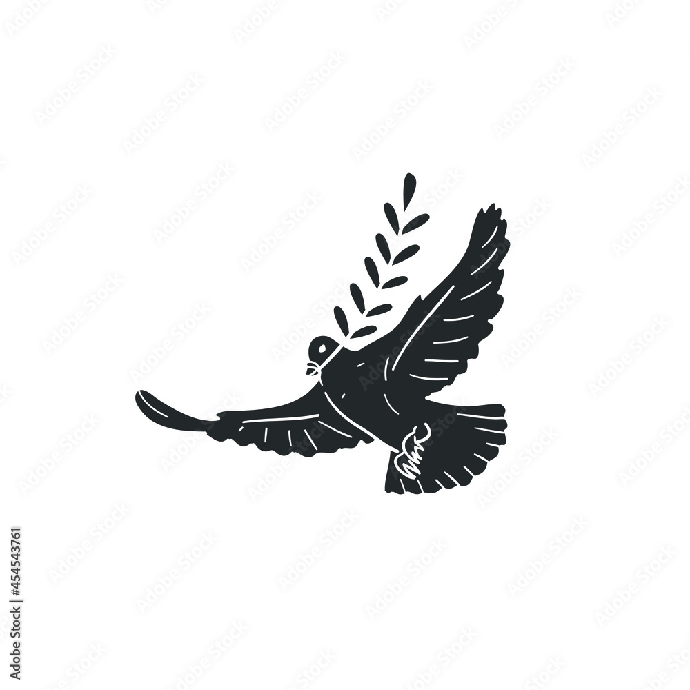 Stock-Vektorgrafik „Laurel Dove Icon Silhouette Illustration. Pidgeon ...