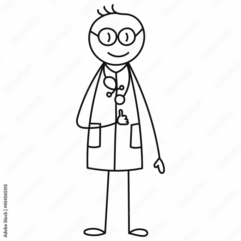 stick figure doctor in lab coat Stock Vector | Adobe Stock