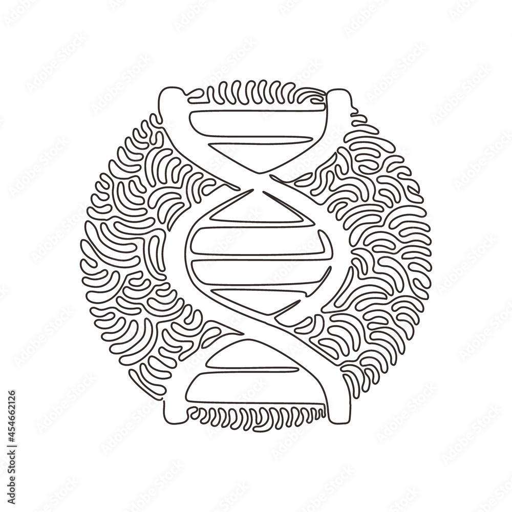 Single one line drawing DNA icons. Life gene model bio code genetics ...