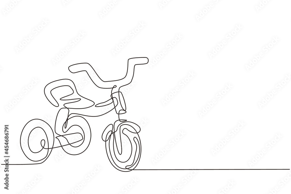 Single one line drawing kids tricycle. Children tricycle transportation ...