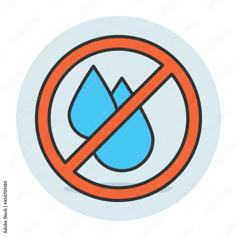 Non Liquid Printing Concept, Stop Sign with Droplet Vector Icon Design ...