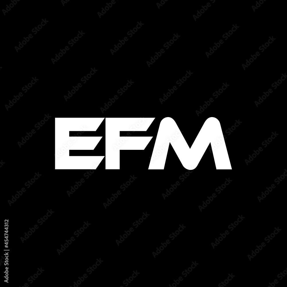 Stock-Vektorgrafik „EFM letter logo design with black background in ...