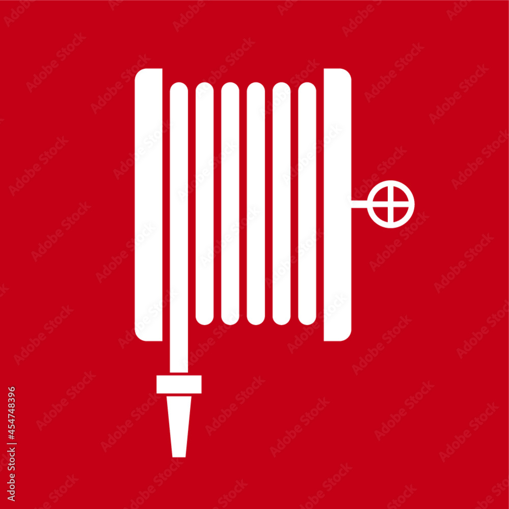 Label Fire extinguisher Sign on red background Stock Vector | Adobe Stock