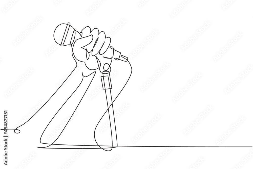 Стоковое векторное изображение «Continuous one line drawing singer ...