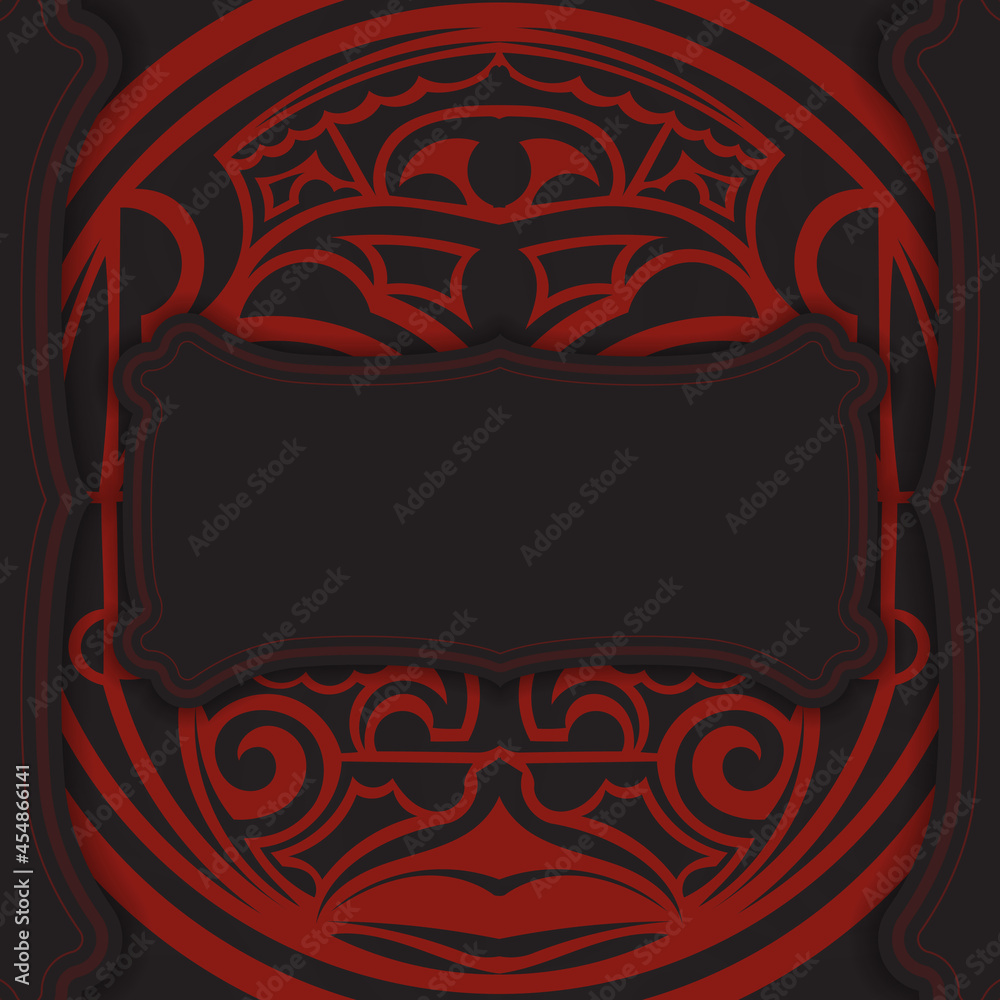 Vector design postcard BLACK colors with mask Maori patterns ...
