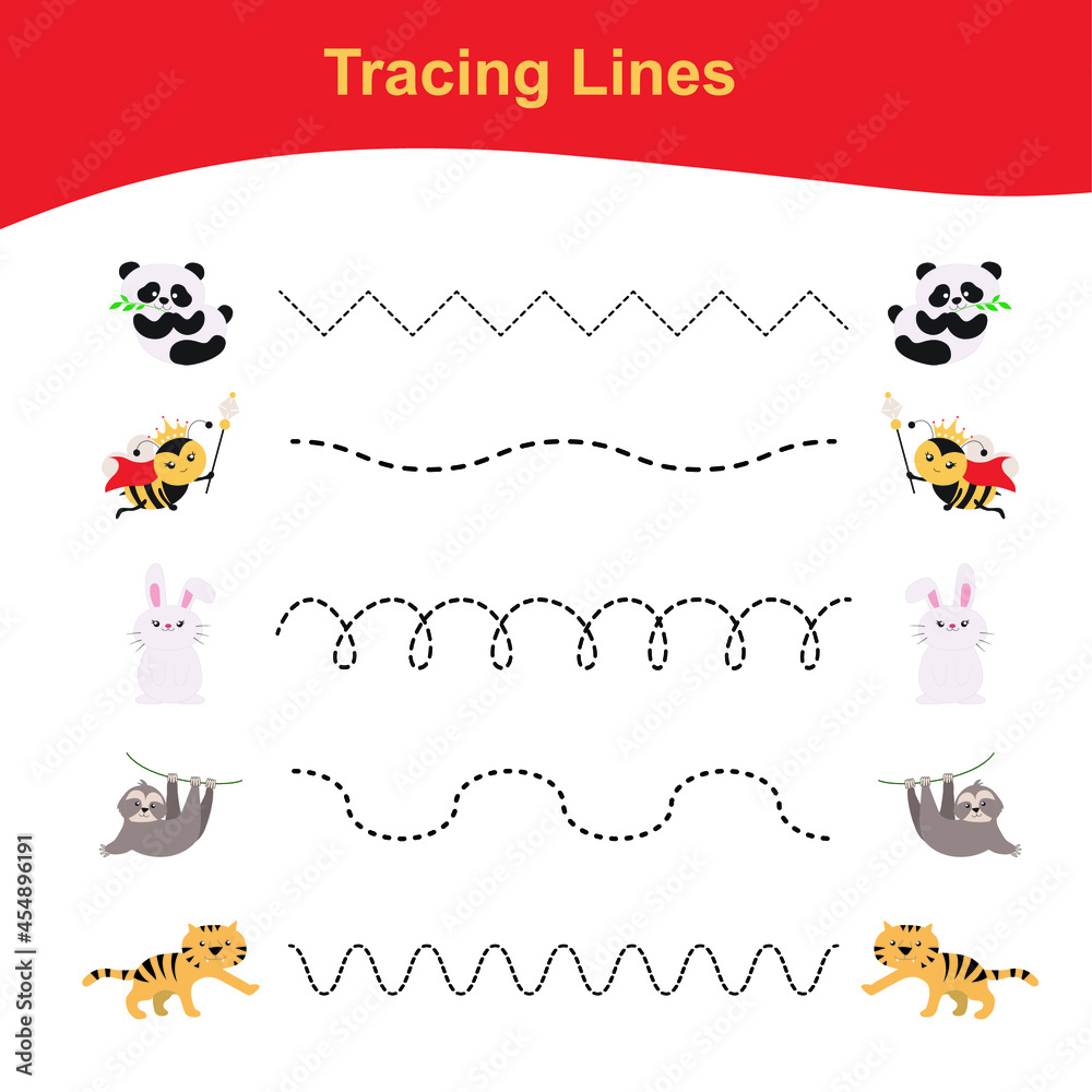 Tracing Lines Game Animals Edition. Educational worksheet. Worksheet ...