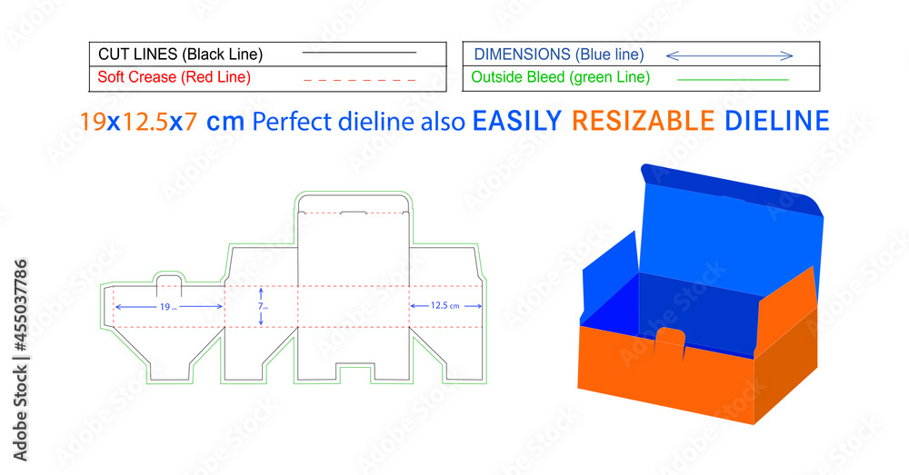 Surgical mask box perfect dieline and 3D box vector file 19x12.5x7 cm ...