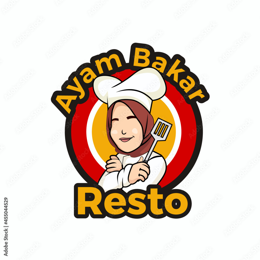 woman chef logo design vector. Restaurant logo mascot. kitchen logo ...